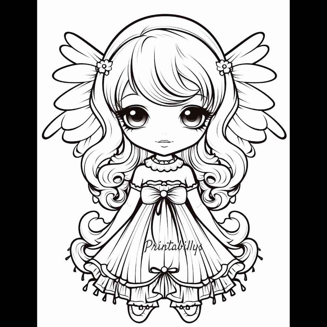 Cute Gothic Fairy Coloring Pages 101-105 - Etsy