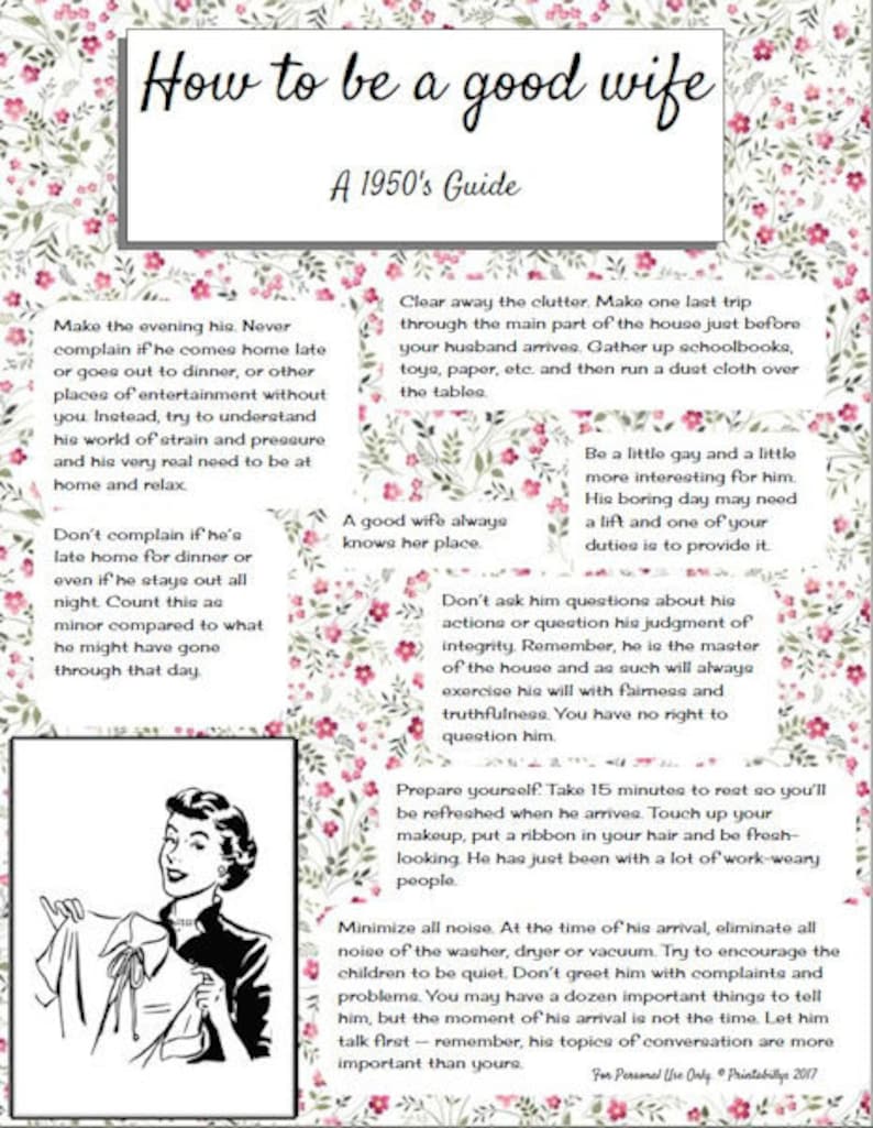 How to Be a Good Wife - A 1950s Guide - Spring Bridal Shower Game - Etsy