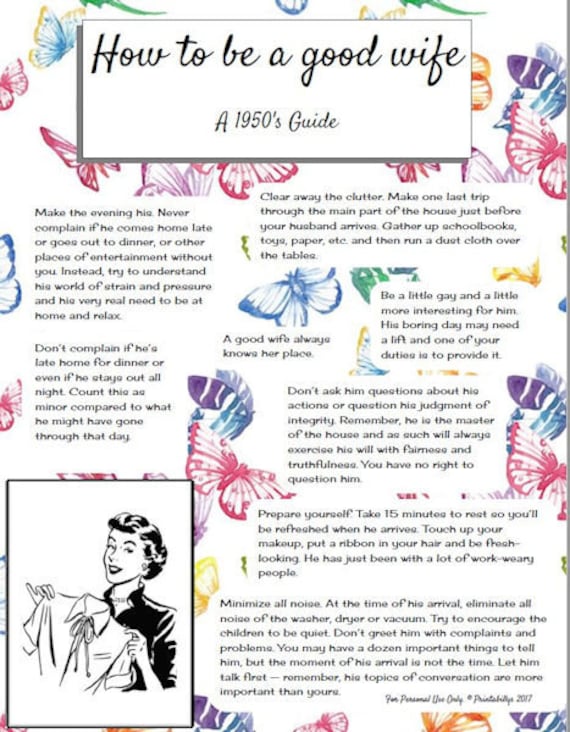 How to be a Good Wife A 1950s Guide Summer Bridal Shower | Etsy