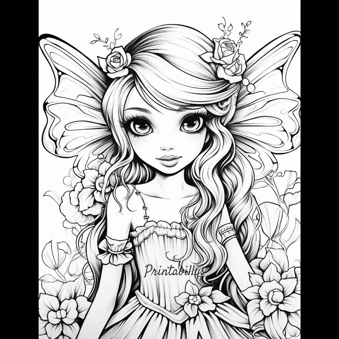 Cute Gothic Fairy Coloring Pages 191-195 - Etsy
