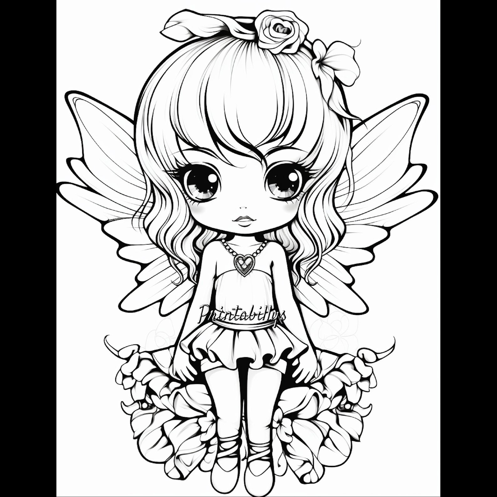 Cute Gothic Fairy Coloring Pages 61-65 - Etsy