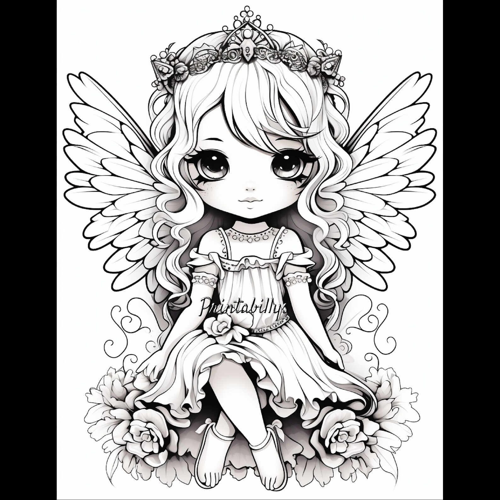 Cute Gothic Fairy Coloring Pages 61-65 - Etsy