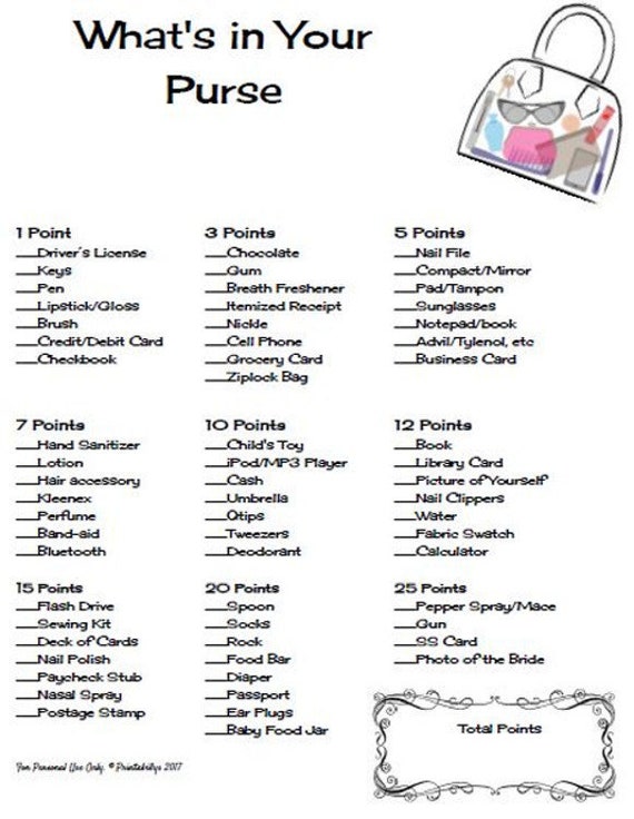 Free Printable Purse Game