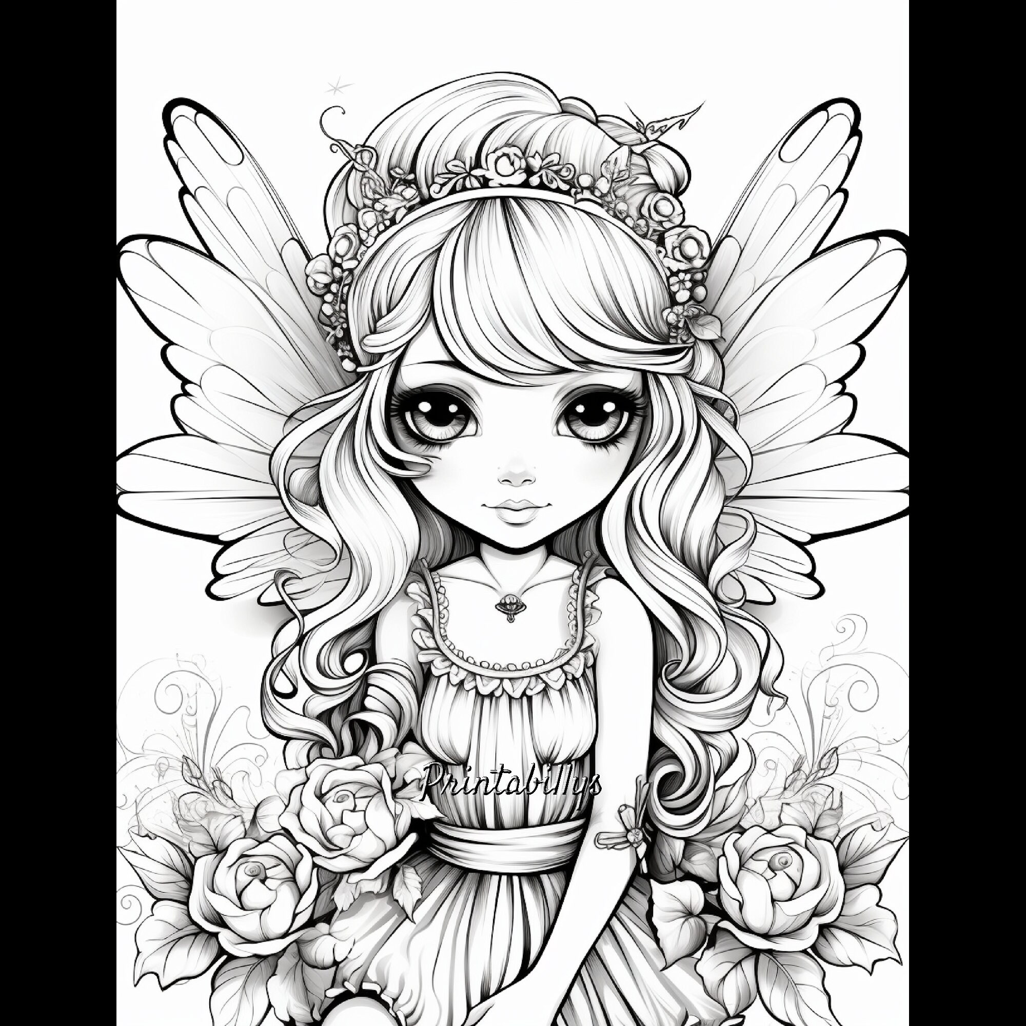 Cute Gothic Fairy Coloring Pages 146-150 - Etsy