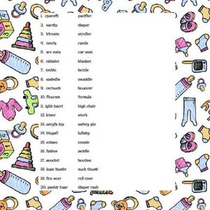 Word Scramble - Bold Theme Baby Shower Game - Etsy