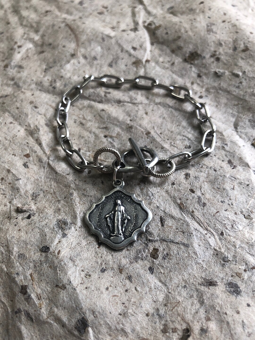Miraculous Medal Chain Bracelet - Antiqued Silver - Consecration Chain ...