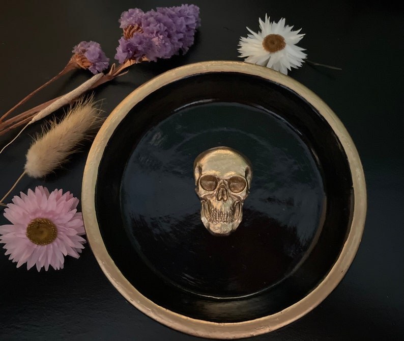 Lux Skull Trinket Dish Black and Gold - Etsy UK