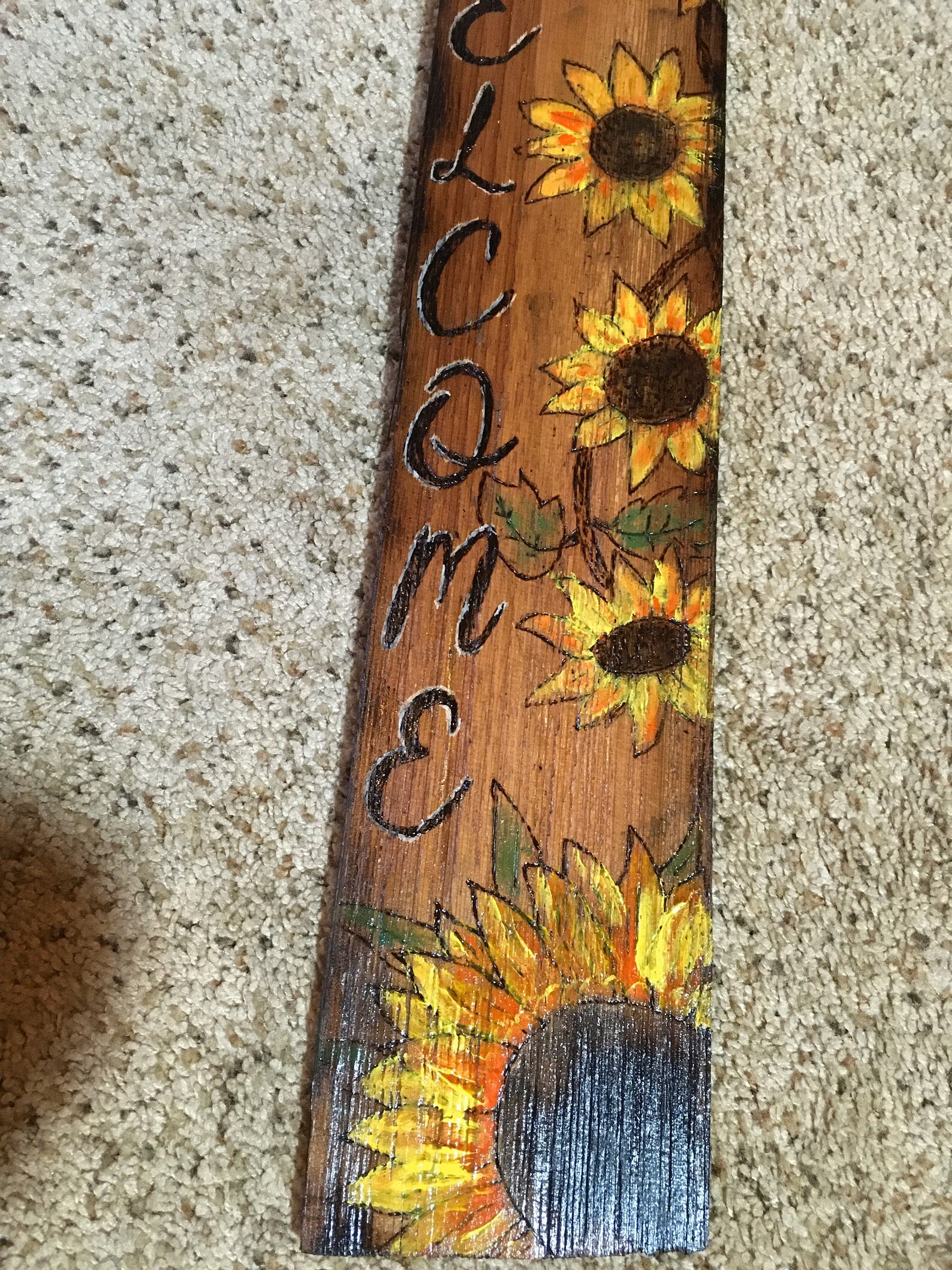 Pyrography Sunflower Inspirational Wood Burned Art on Red | Etsy