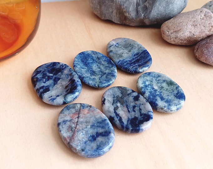 Sodalite Worry Stone Blue Sodalite Thumb Stone Pocket - Etsy