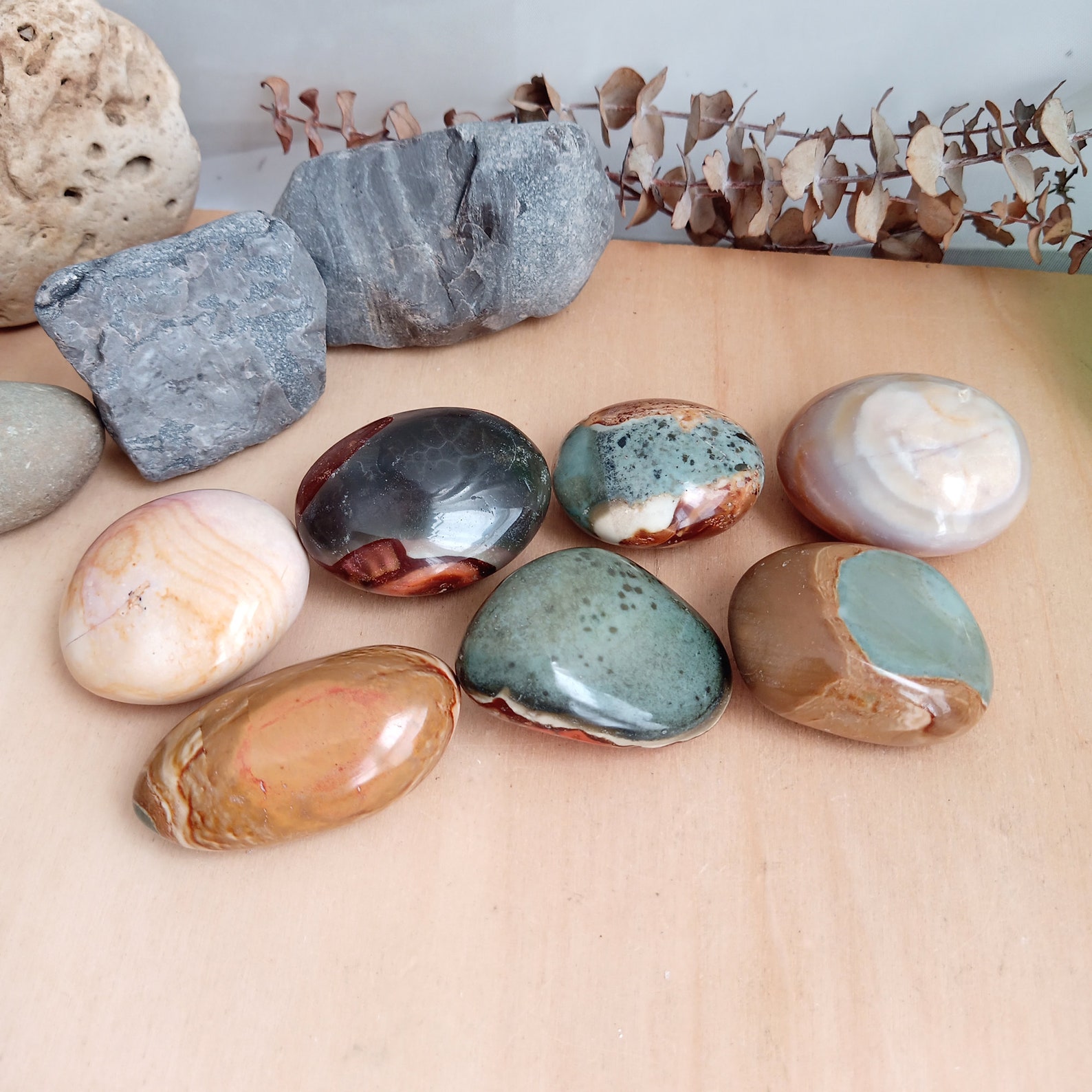 Polychrome Jasper Palm Stone Polychromatic Jasper Stone From - Etsy