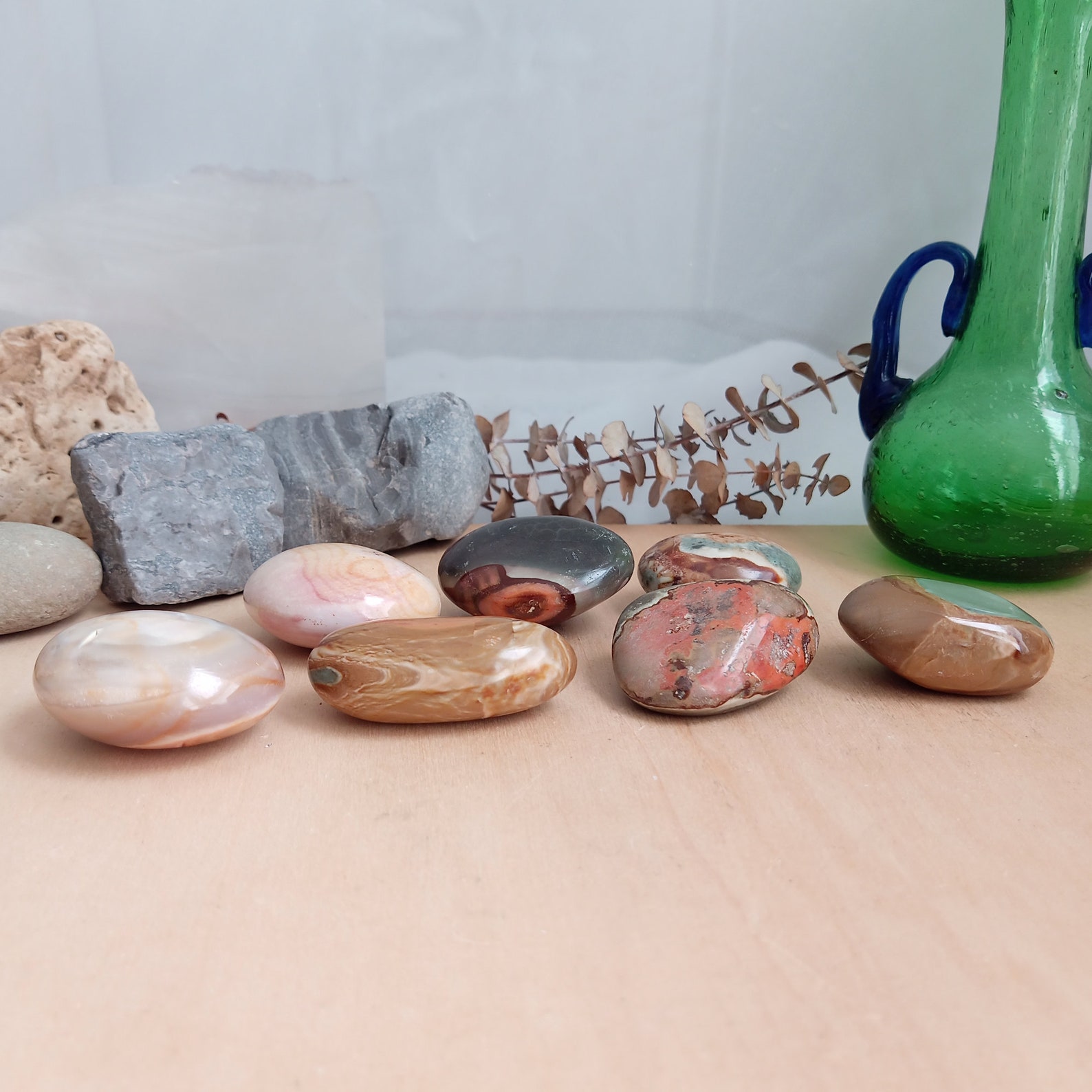 Polychrome Jasper Palm Stone Polychromatic Jasper Stone From - Etsy