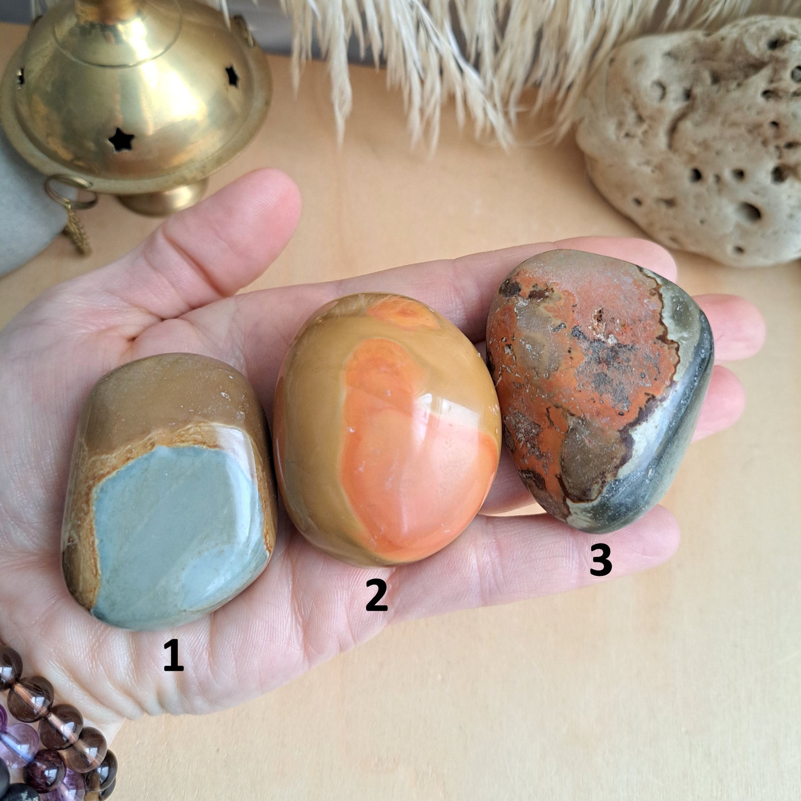 Polychrome Jasper Palm Stone Polychromatic Jasper Stone From - Etsy
