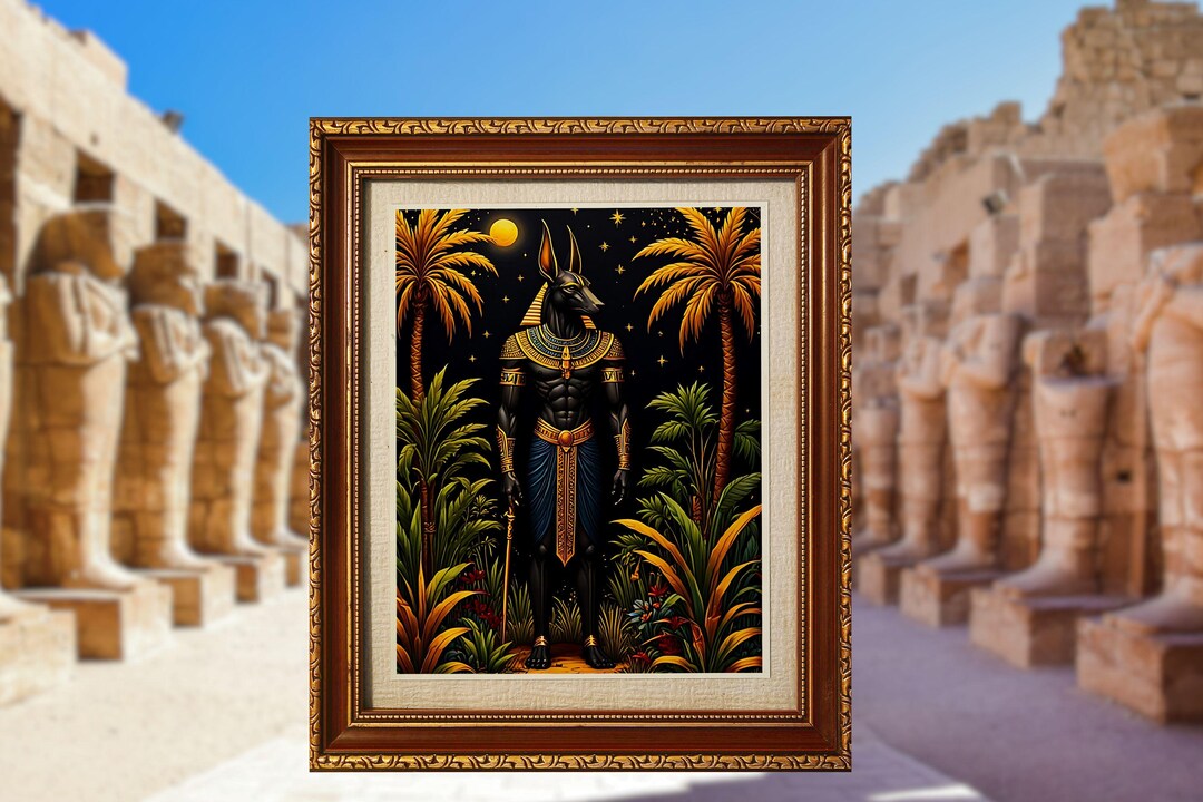 Anubis Art Print: Egyptian God, Tropical Night Sky - Etsy