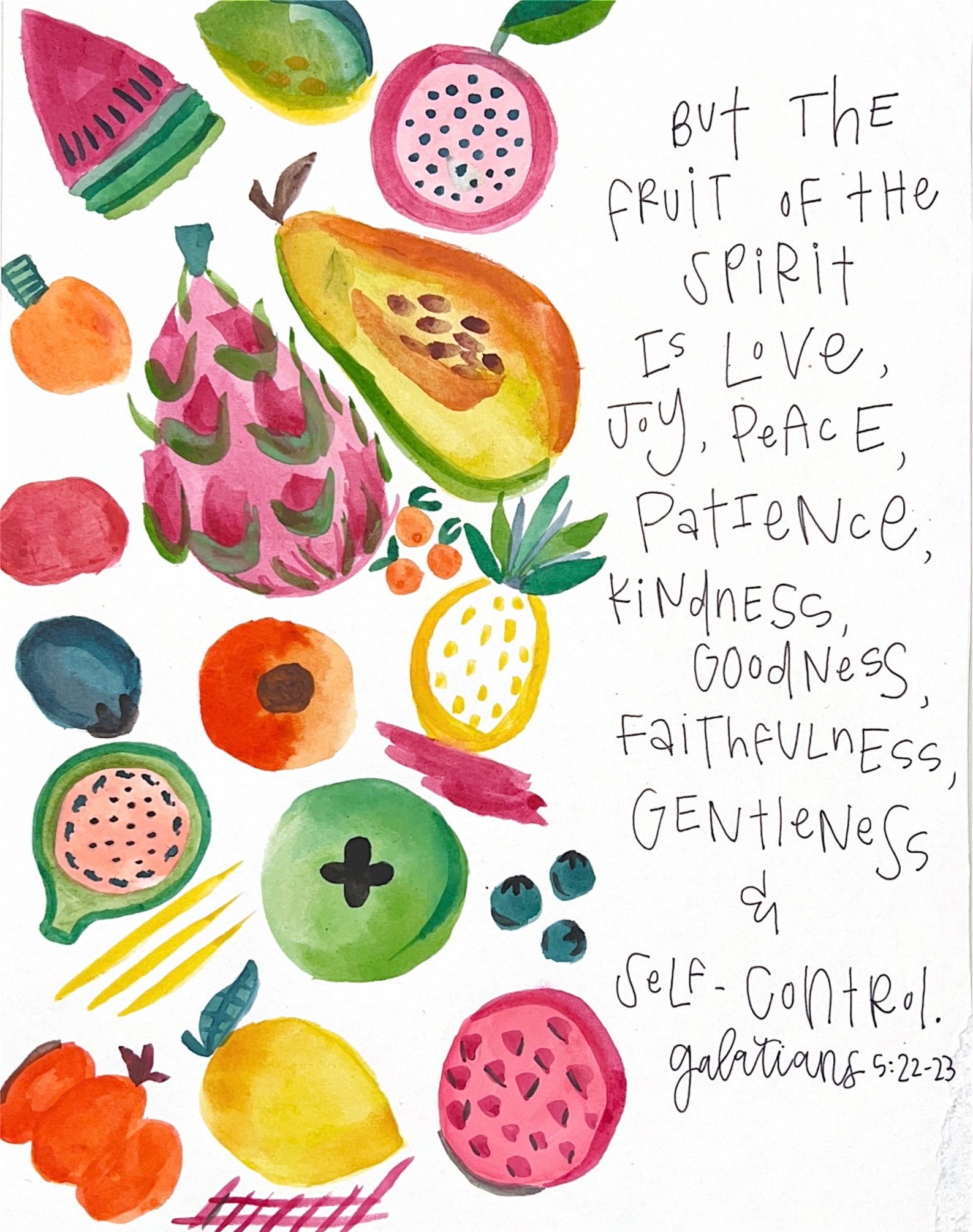 Watercolor Fruits of the Spirit Art - Etsy