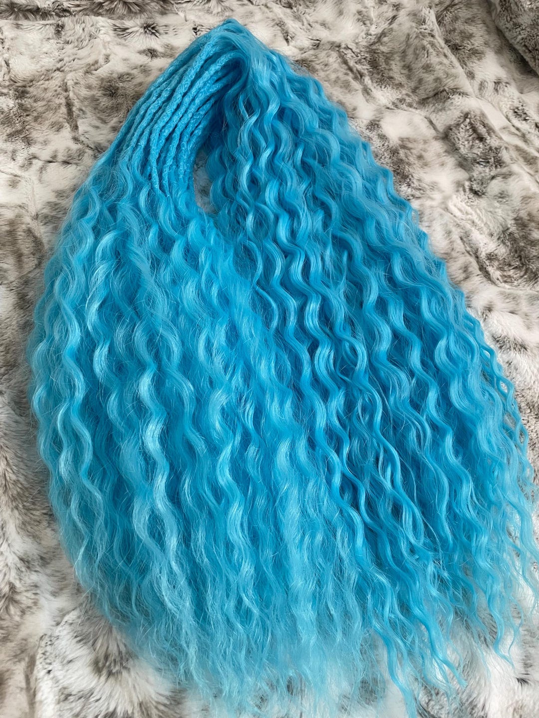 Sky Blue Boho Curly Locs| Wavy Dreads| Curly Dreads| Synthetic Dreads ...