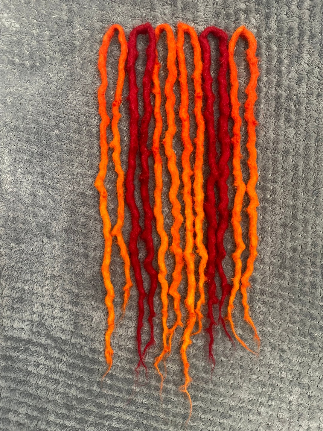 Wool Dreads| Fire Wool Dreadlocks| Orange Red Wool Dreads| Accent Set ...