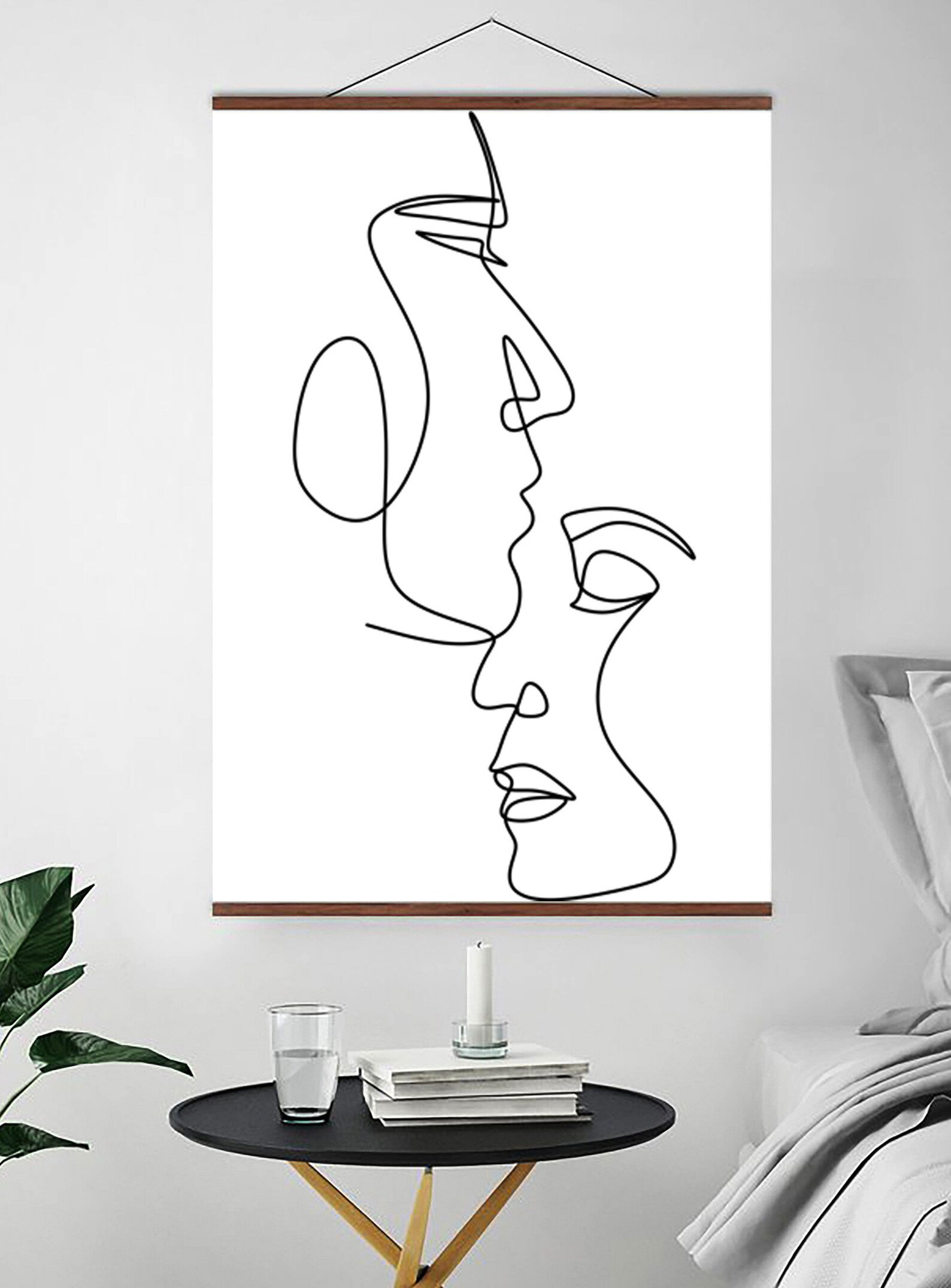 Abstract Love Line Art Couple Kiss Wall Art Line Drawing | Etsy