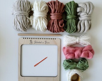 Beginners Weaving Kit in Fireside - Frame Loom, Fibre Pack, Warp ...