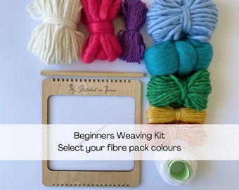 Beginners Weaving Kit in Party Time - Frame Loom, Fibre Pack, Warp ...