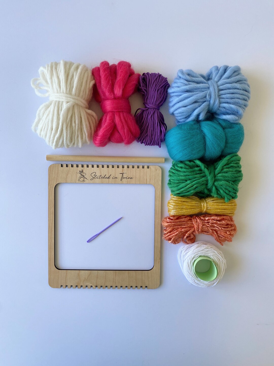 Beginners Weaving Kit in Rainbow Delight Frame Loom, Fibre Pack, Warp ...