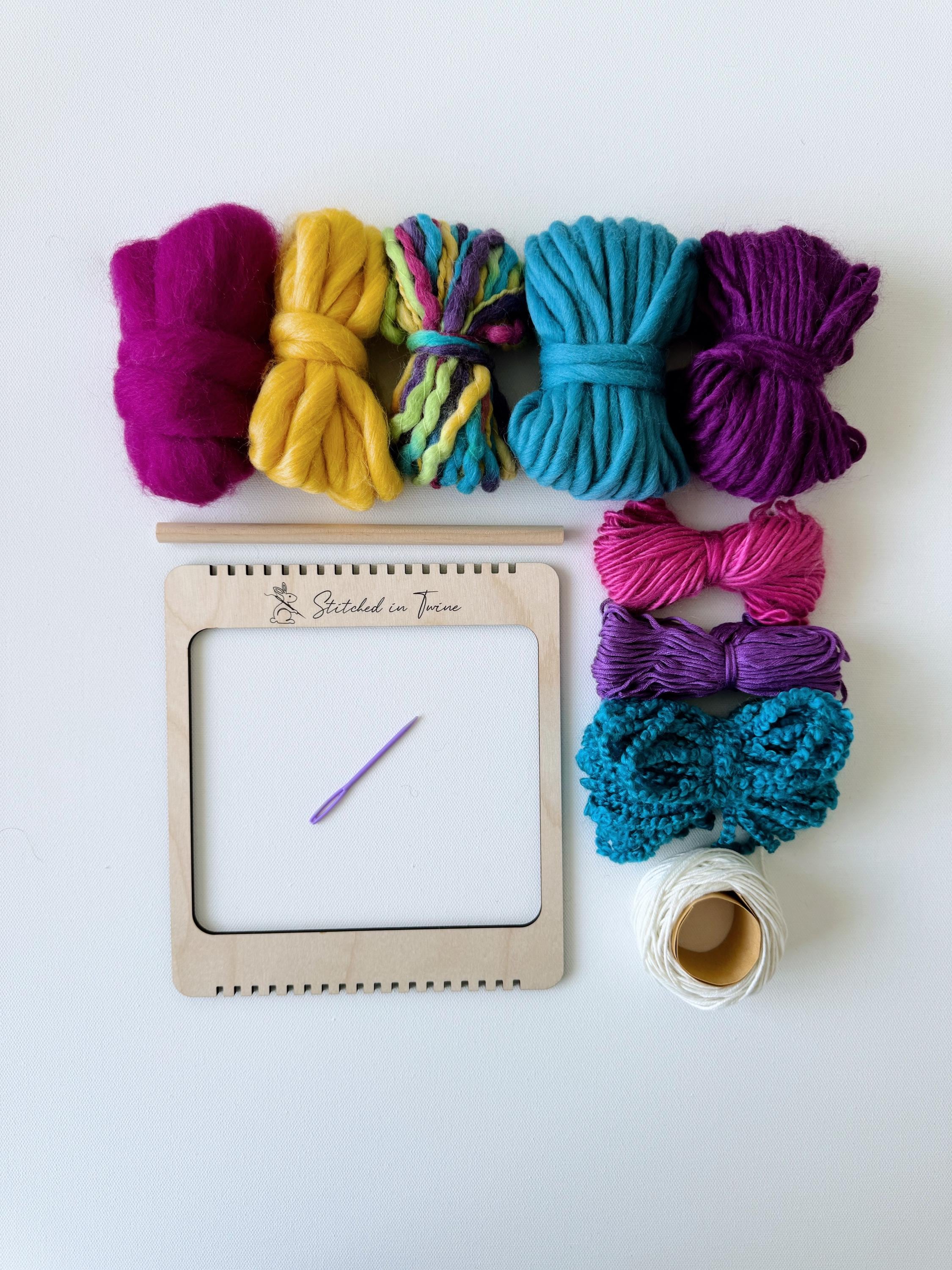 Beginners Weaving Kit in Party Time - Frame Loom, Fibre Pack, Warp ...