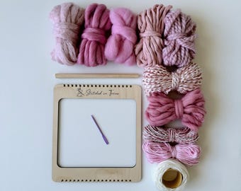 Beginners Weaving Kit in Party Time - Frame Loom, Fibre Pack, Warp ...
