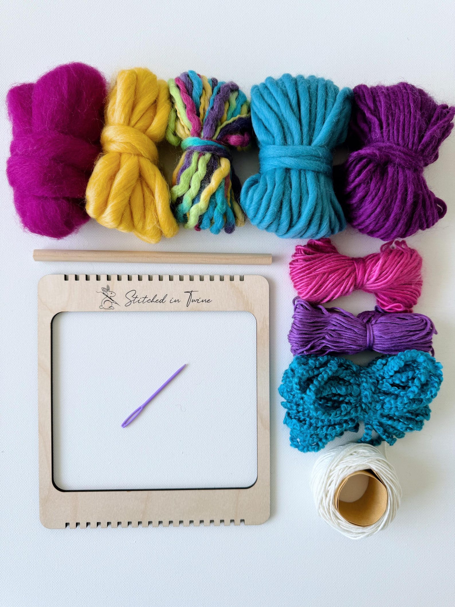 Beginners Weaving Kit in Party Time - Frame Loom, Fibre Pack, Warp ...