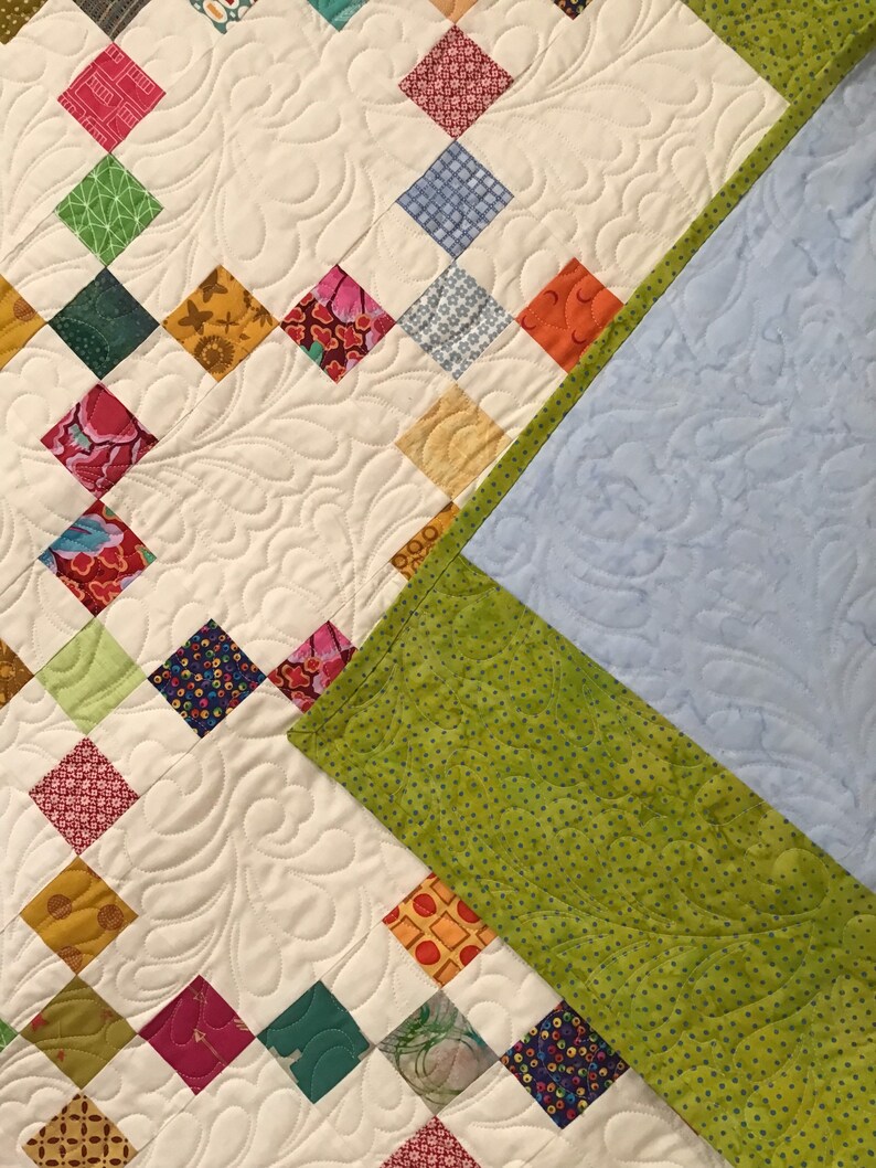 9 Patch Quilt in Bright Colors With a Cream Background Irish - Etsy