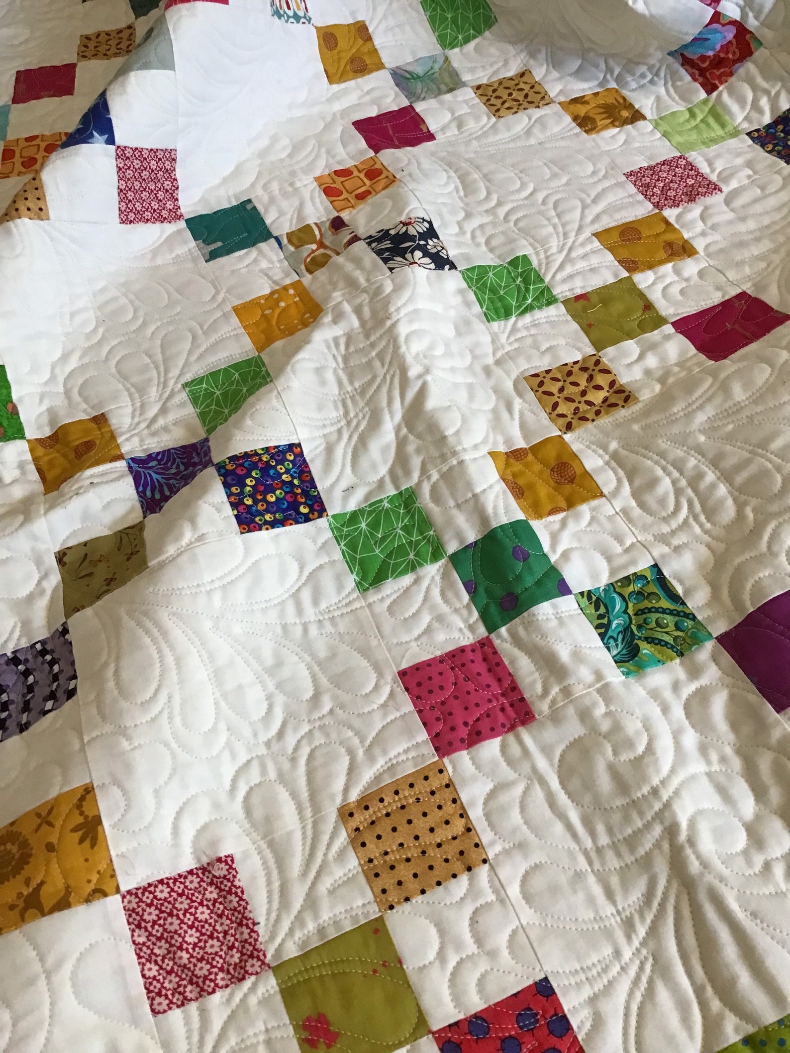 9 Patch Quilt in Bright Colors With a Cream Background Irish Chain - Etsy
