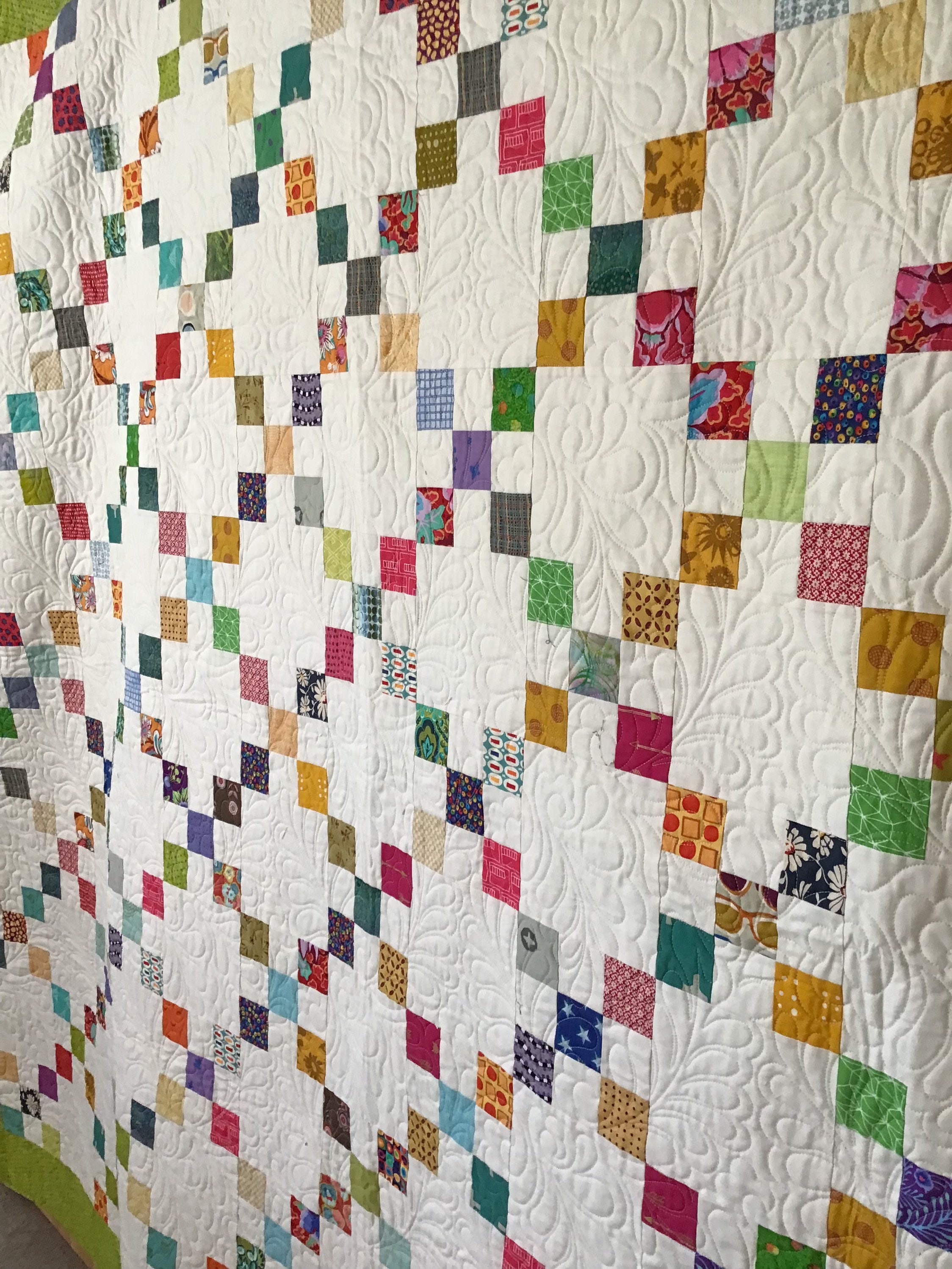 9 Patch Quilt in Bright Colors With a Cream Background Irish Chain - Etsy