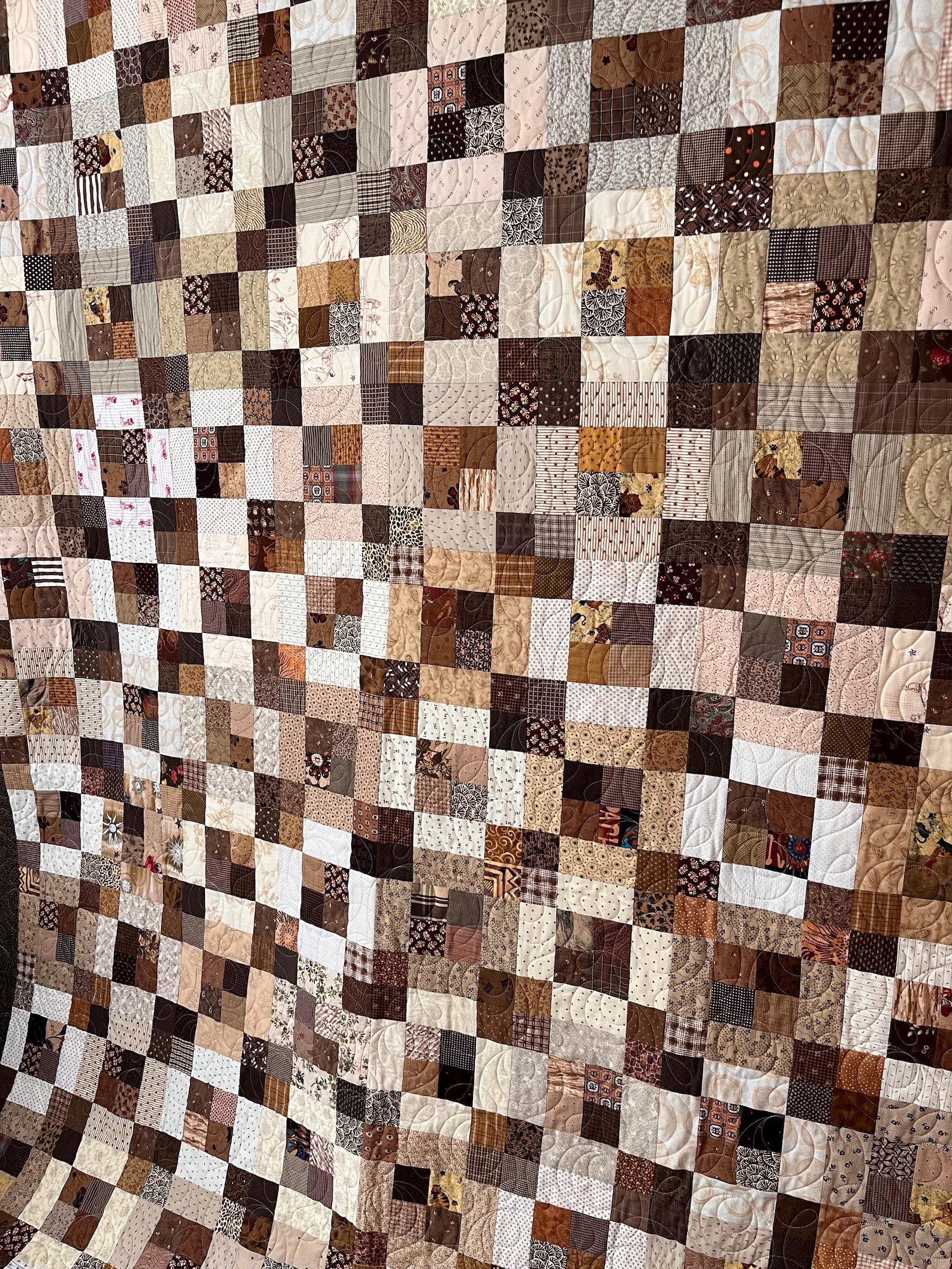 Patchwork Brown and Cream Quilt in Puss-in-the-corner Pattern - Etsy