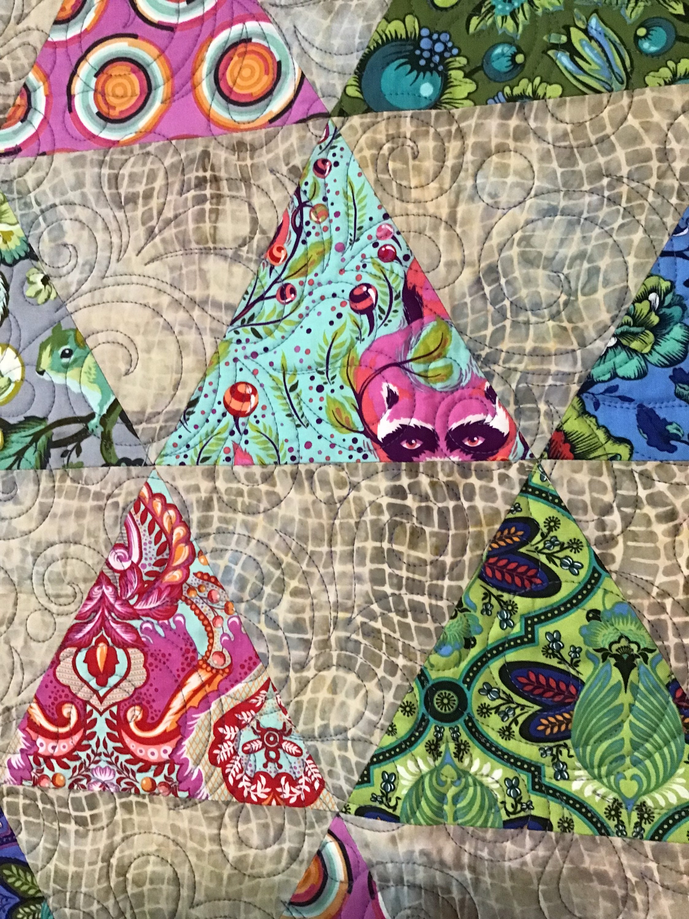 Triangle Quilt Made With Tula Pink Fabrics and Neutral Batik - Etsy