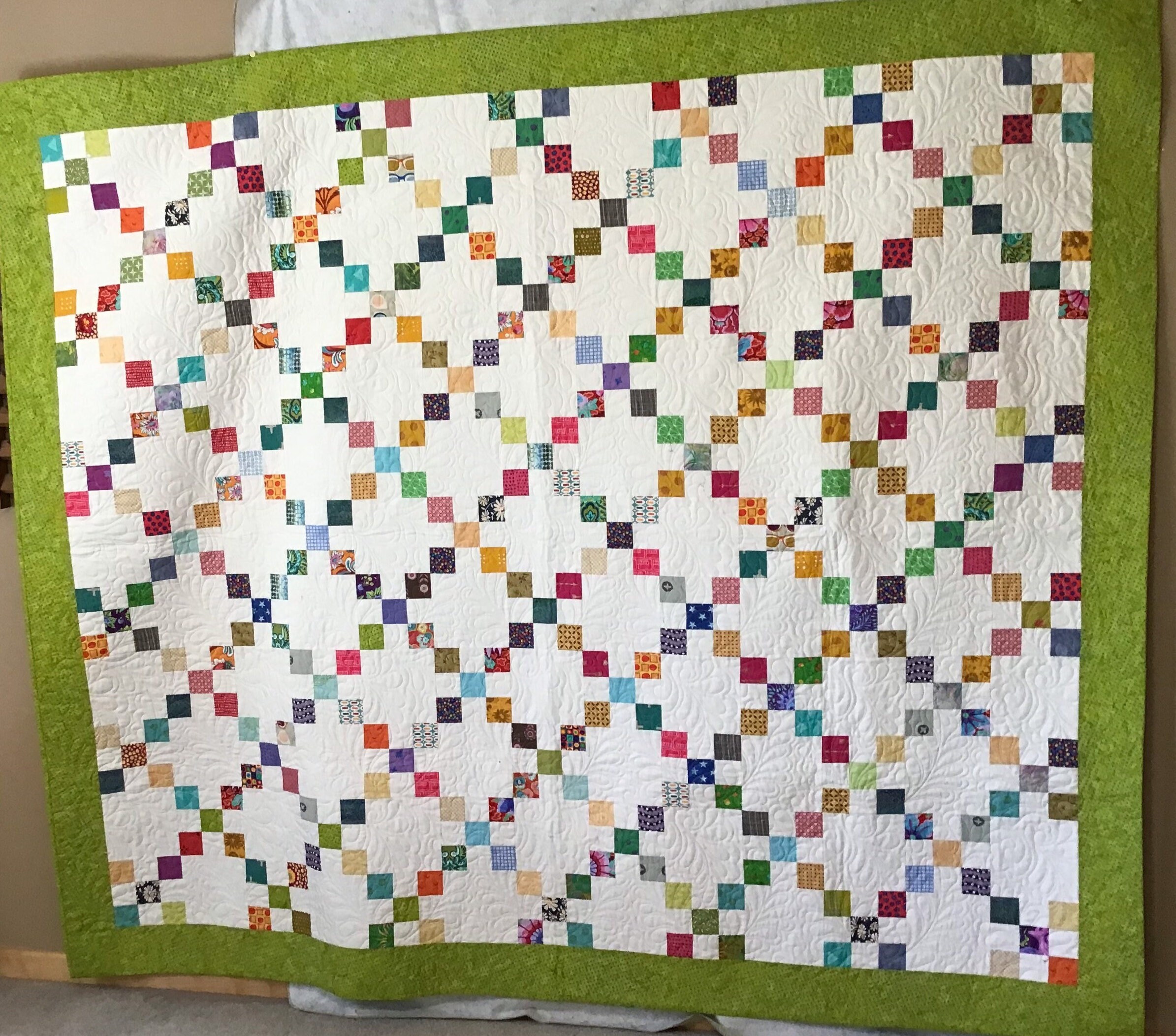 9 Patch Quilt in Bright Colors With a Cream Background Irish Chain - Etsy