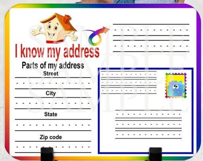 Learn Your Address Handwriting Practice Board for Kids, Dry Erase ...