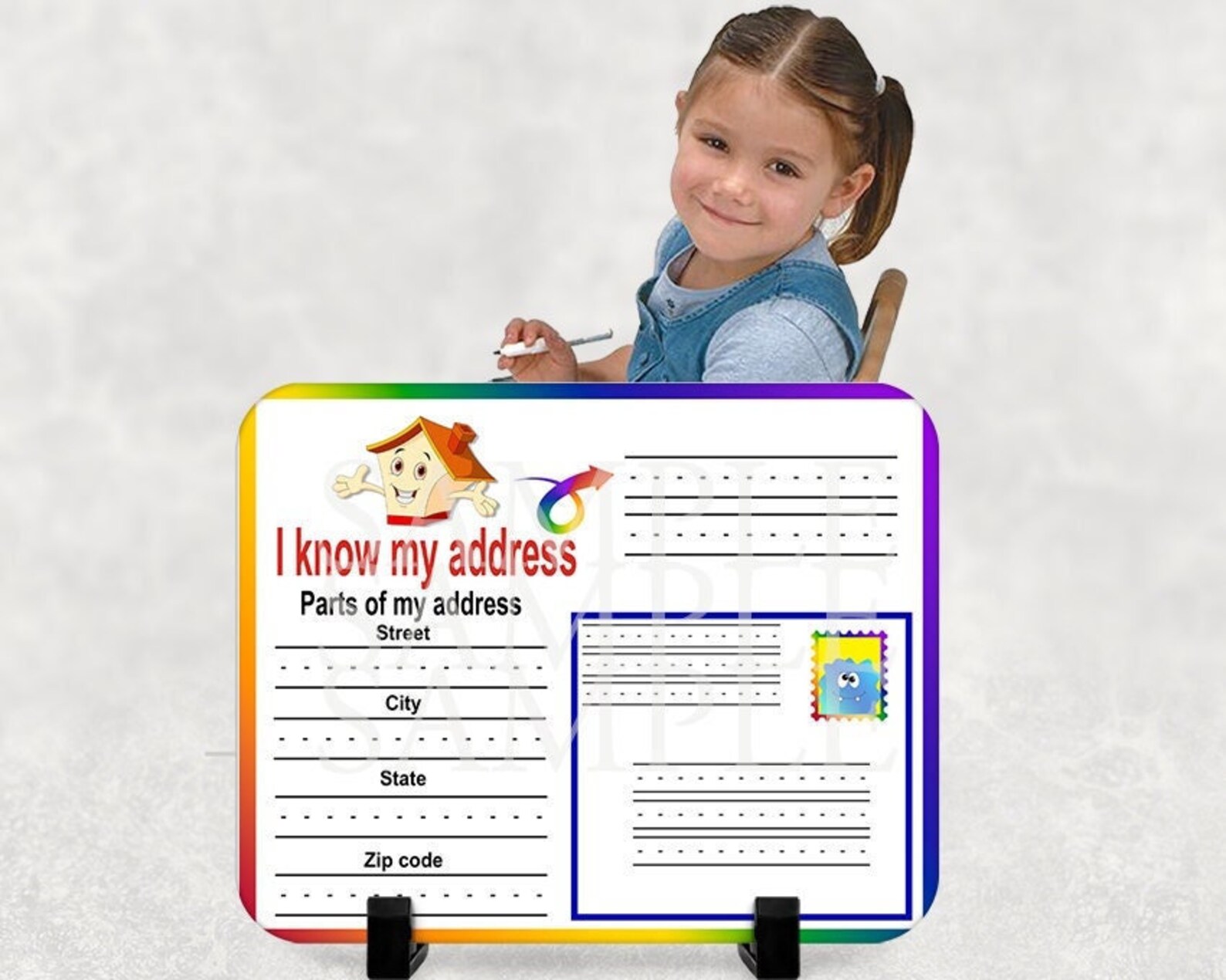 Learn Your Address Handwriting Practice Board for Kids, Dry Erase ...