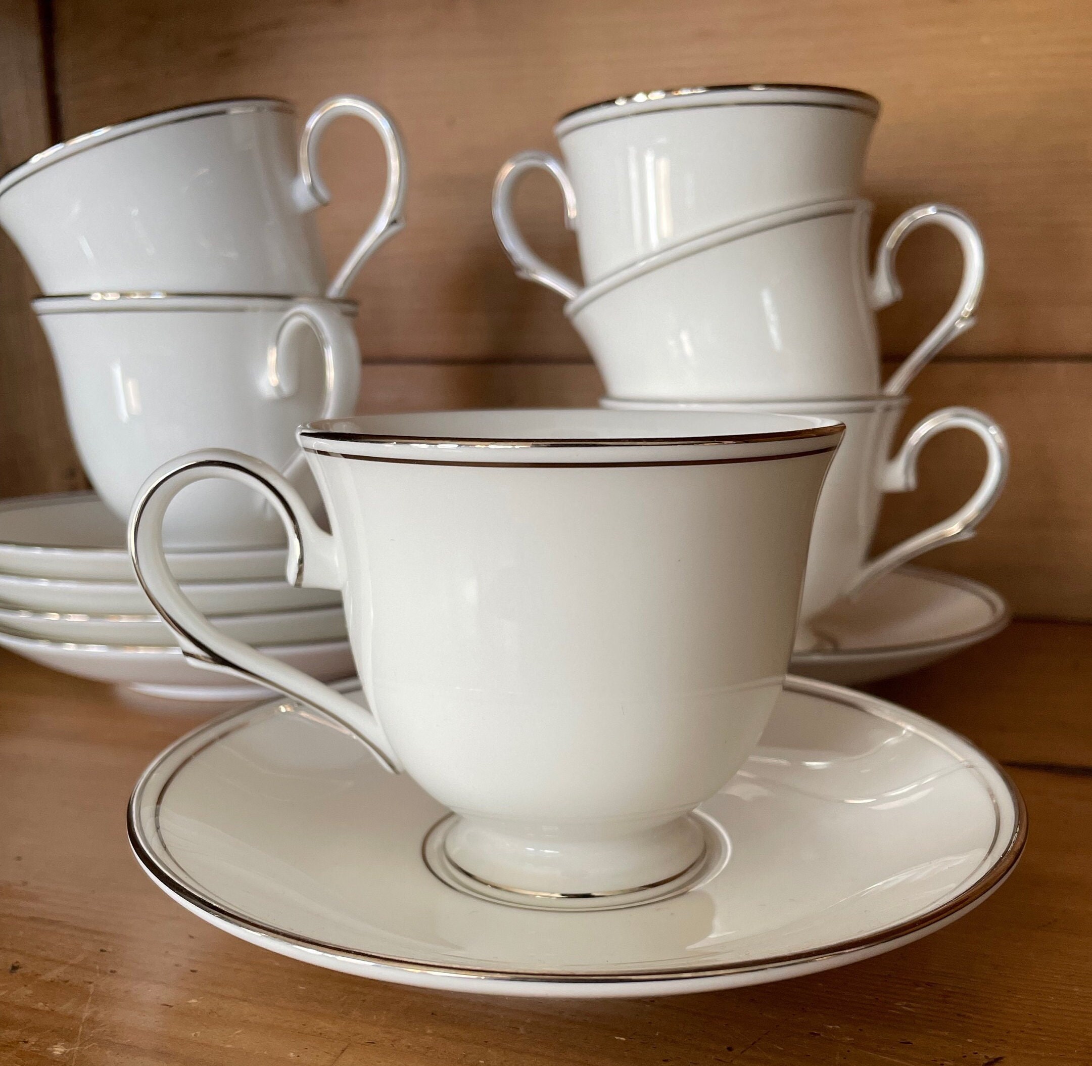Lenox Federal Platinum Cups and Saucers - Set of 6 - Etsy