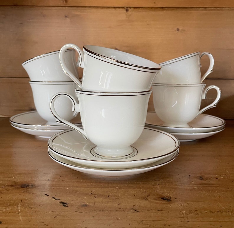 Lenox Federal Platinum Cups and Saucers - Set of 6 - Etsy