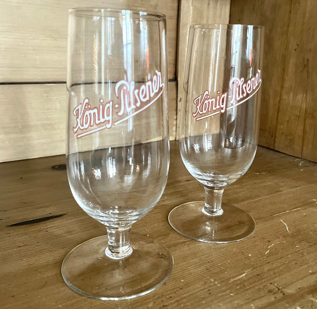 Konig Pilsner Beer Glasses - Enameled Logo - Vintage - Set of 2 - Etsy