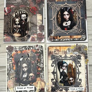 Goth Girl Halloween Handmade Greeting Cards 4 Trick or Treat Handmade ...