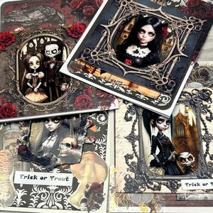 Goth Girl Halloween Handmade Greeting Cards 4 Trick or Treat Handmade ...