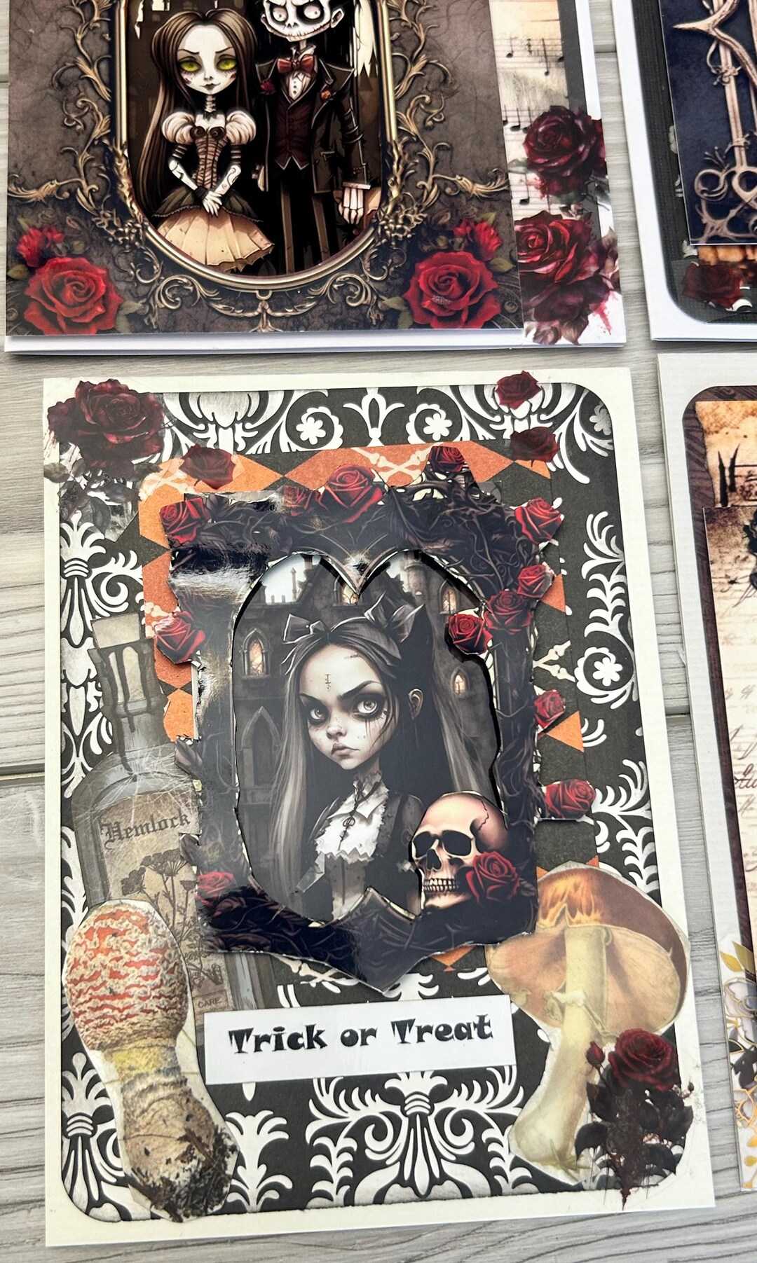 Goth Girl Halloween Handmade Greeting Cards 4 Trick or Treat Handmade ...