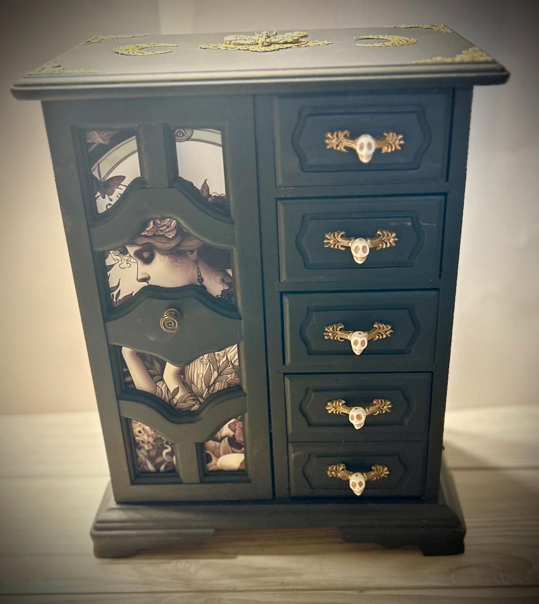 Gothic Damsel Jewelry Box Dark Arts Themed Upcycled Piece Skulls, Death ...
