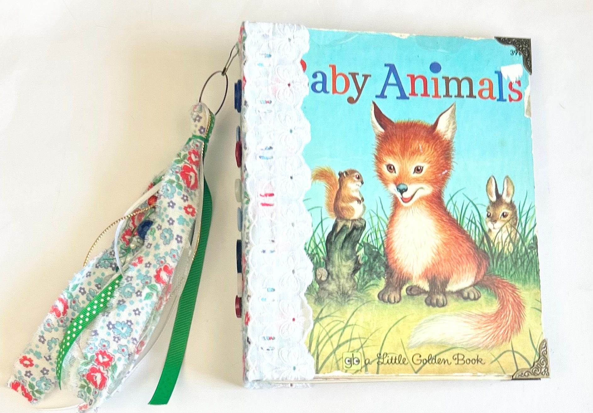Vintage Little Golden Book baby Animals Junk Journal Lace - Etsy
