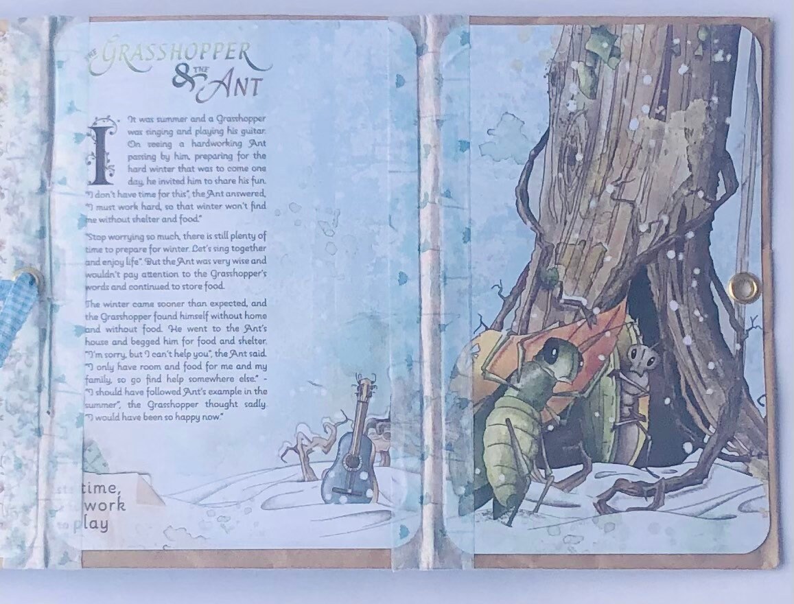 Aesops Fables the Grasshopper and the Ant Junk Journal Lunch Bag Mini ...