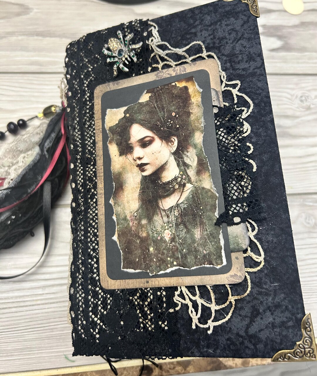 Gothic Girl Black Rose Raven Cemetery Handmade Junk Journal Loaded With ...