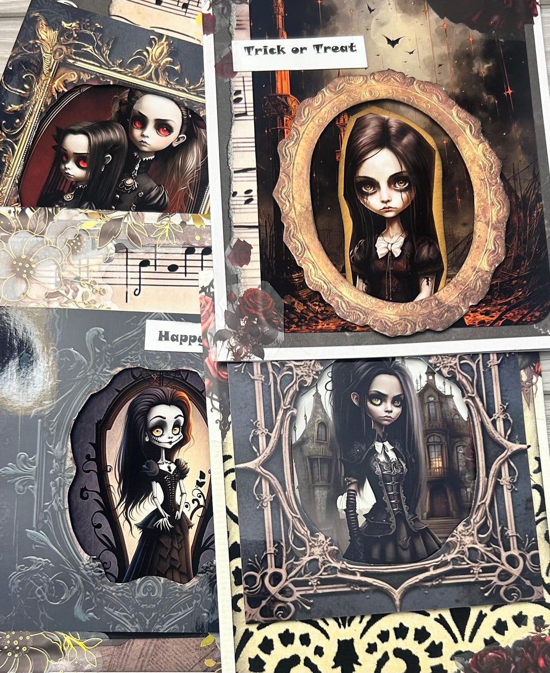 Gothic Romantic Girl Handmade Greeting Cards 4 Trick or Treat Handmade ...