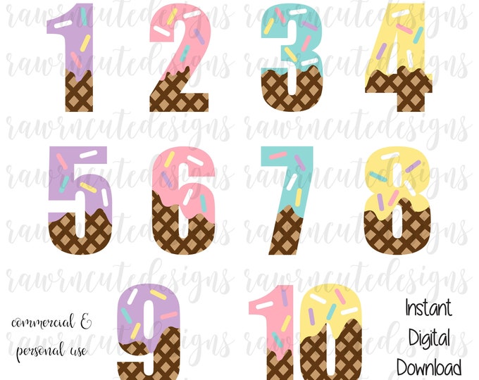 Ice Cream Numbers SVG Ice Cream Birthday Svg Pastel Ice - Etsy