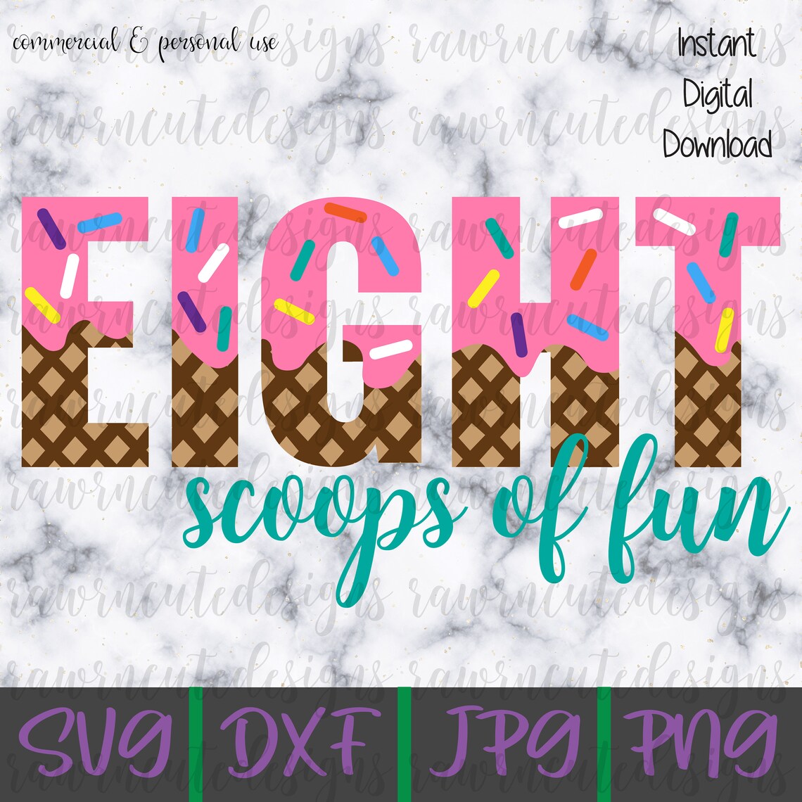 Eight Scoops of Fun SVG Eighth Birthday Svg Ice Cream - Etsy