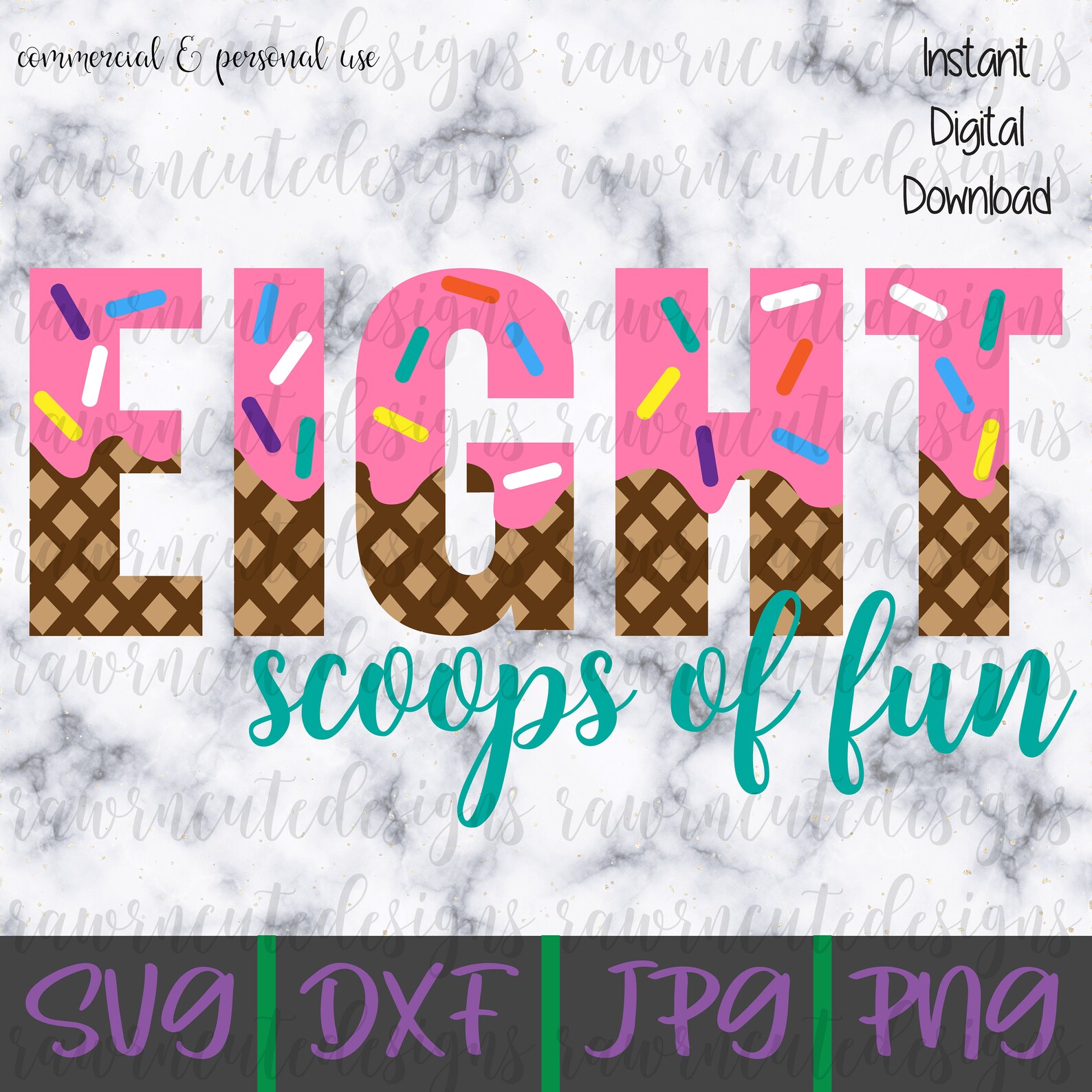 Eight Scoops of Fun SVG, Eighth Birthday Svg, Ice Cream Birthday Svg ...