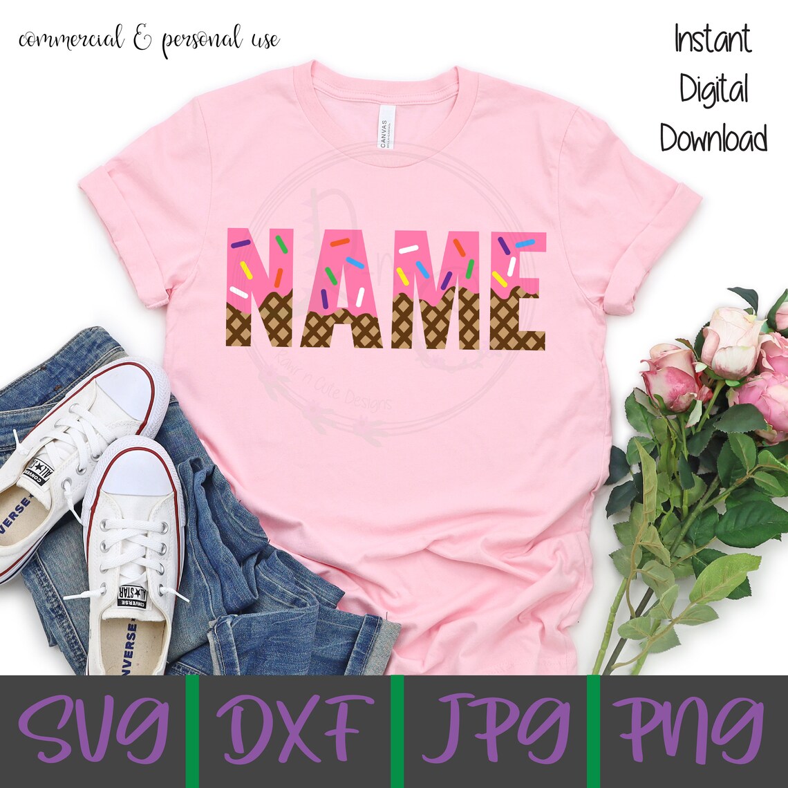 Ice Cream Personalized Name Cut File Custom Design Ice Cream - Etsy